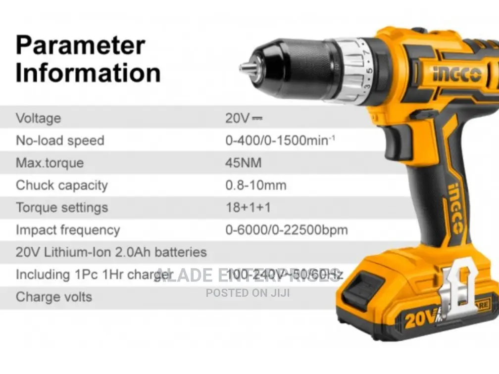 INGCO P20S 20V 2.0ah Lithium-Ion Impact Drill CIDLI2002 in Lagos Island ...