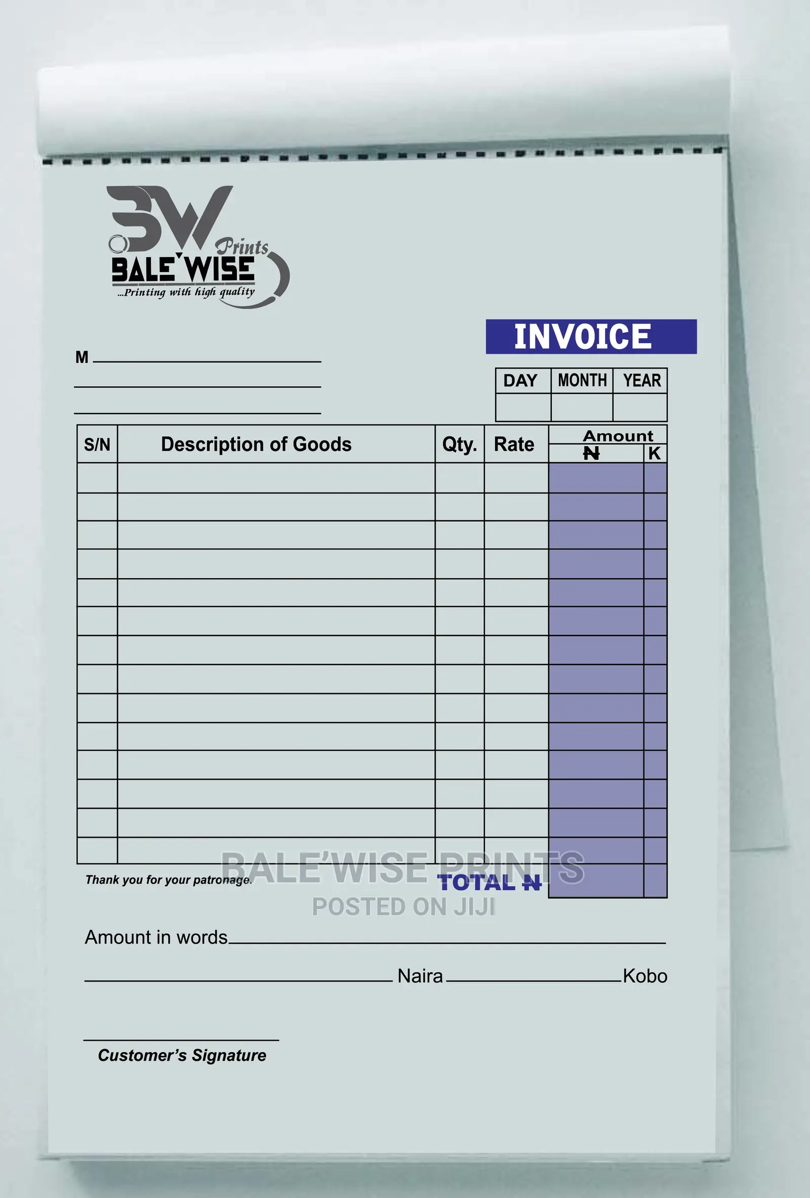 Invoice Booklets Printing and Design in Ikeja - Printing Services ...