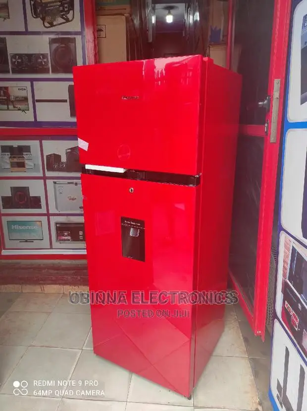 Brand New HISENSE 205L Double Door Fridge/With Dispenser/Red in Ojo ...