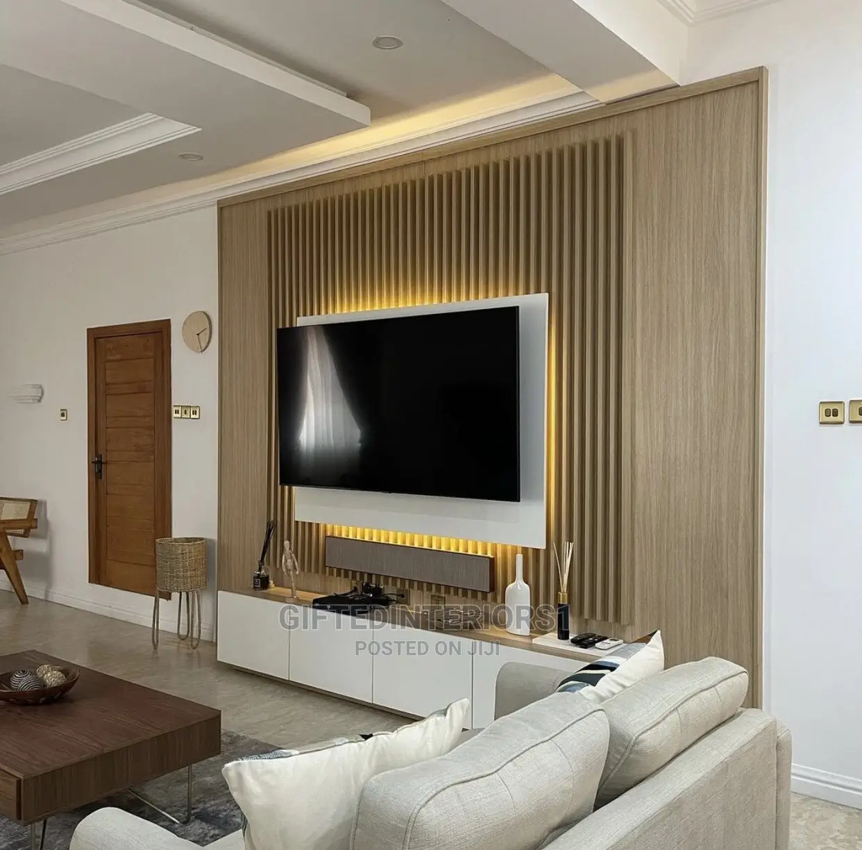 Tv Stand With Wall Cladding and LED Light in Enugu - Furniture, Gifted ...