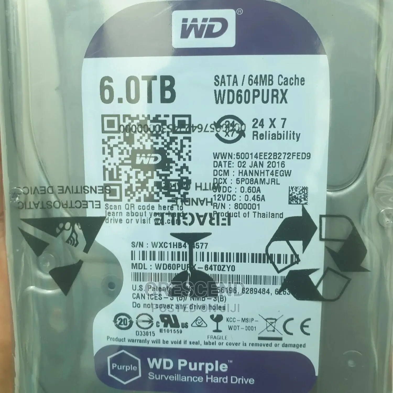 6tb. (Terabyte) Surveillance Hard Disk Drive.(Hdd) for sale - Crescend ...
