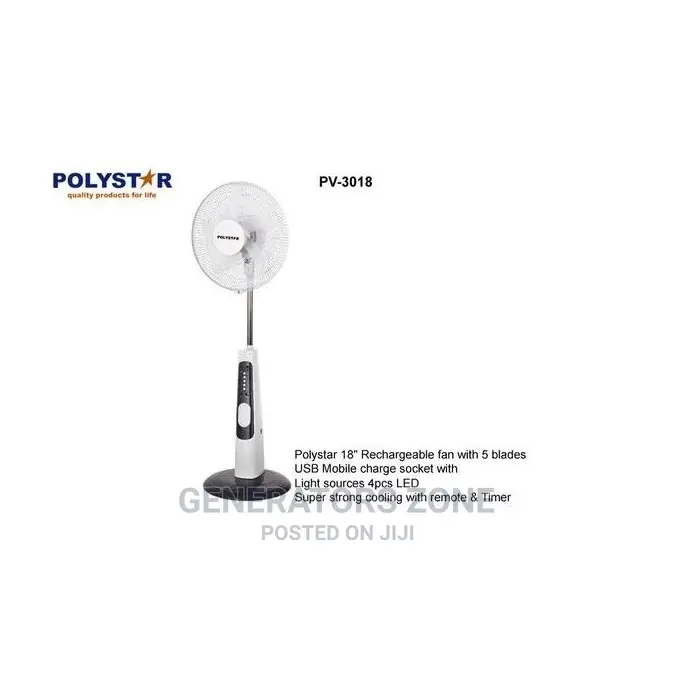Polystar 18" Rechargeable Fan With Remote Control - Pv-3018 in Ifako ...