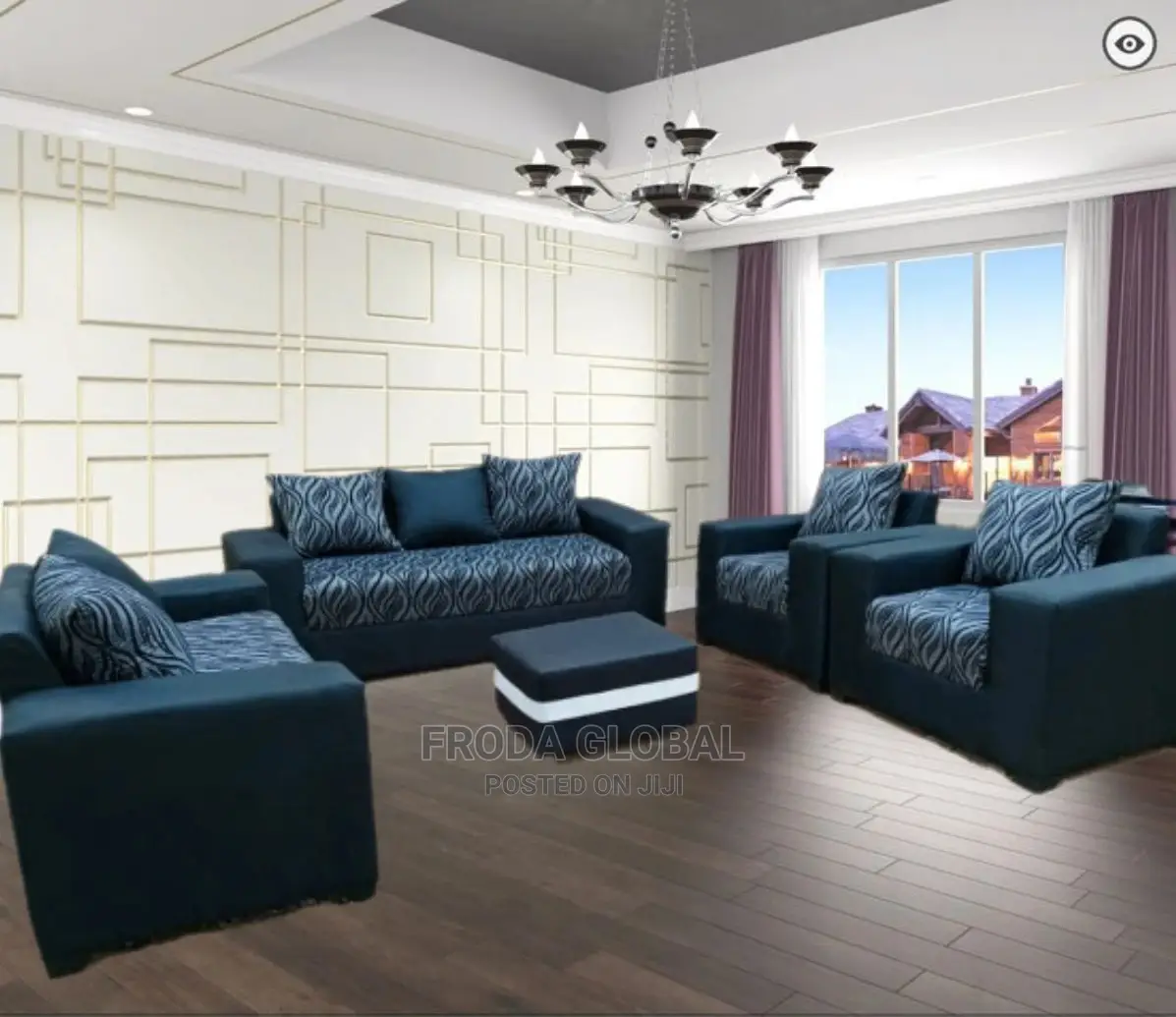 7-Seaters Sofa Chairs With Pillows,Puffy Table. Fabric Couch. Robi1 in ...