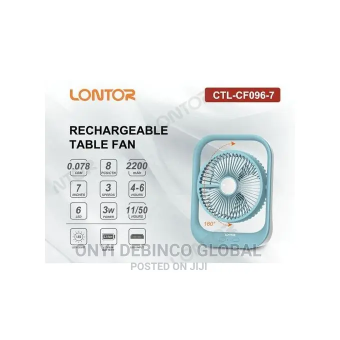 Lontor Rechargeable Table Fan 7 Inches CTL-Cf096-7 in Ikeja - Home ...
