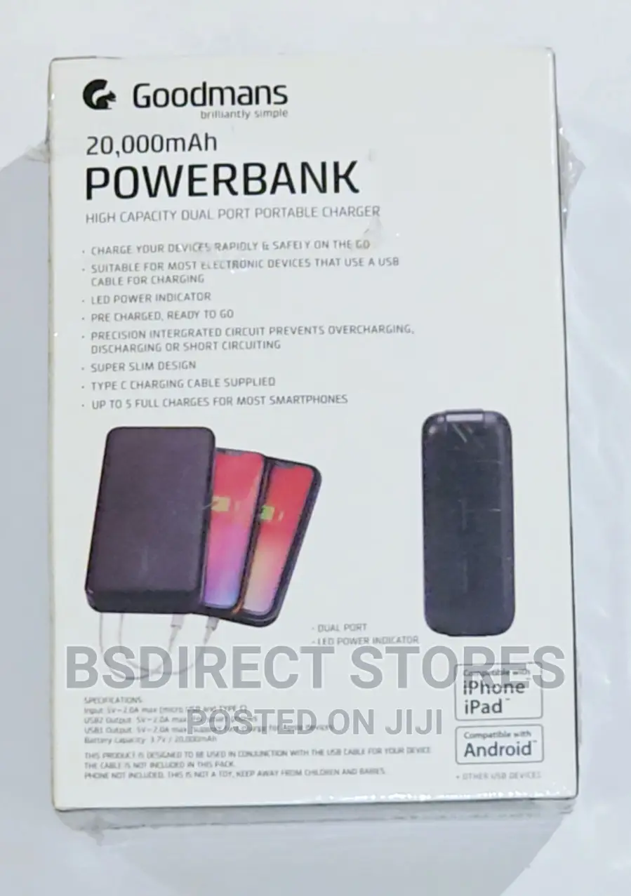 Goodmans High Capacity Ultra Fast Power Bank 20000mah BLACK in Utako ...