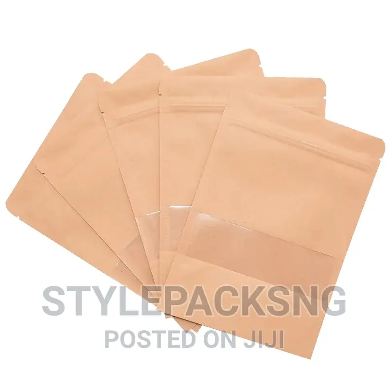 50 Pieces Brown Kraft Ziplock Pouch 13cm X 21cm in Kosofe ...