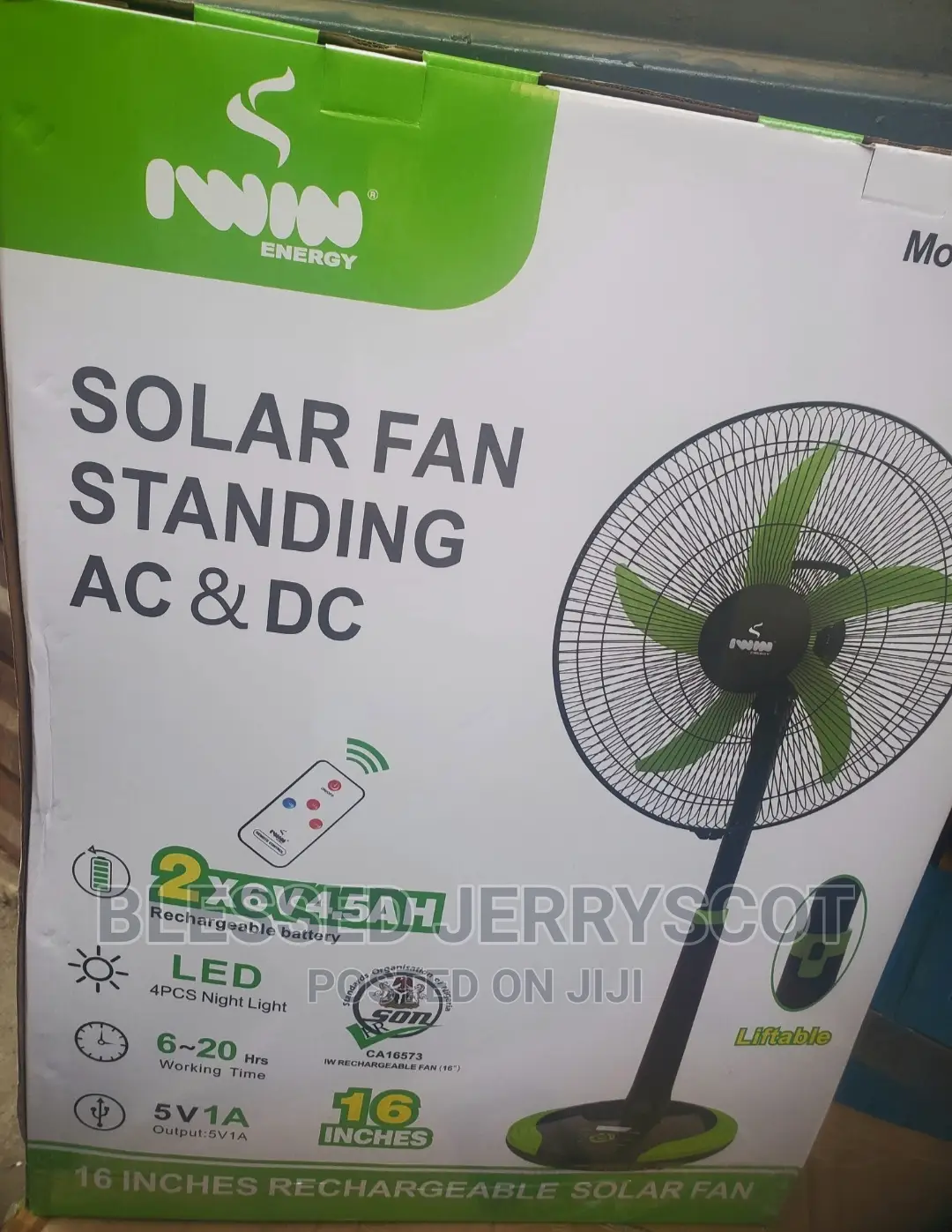 Iwin 16inchs,Solar Rechargeable Ac And Dc Fan(Liftable) in Ijebu Ode ...