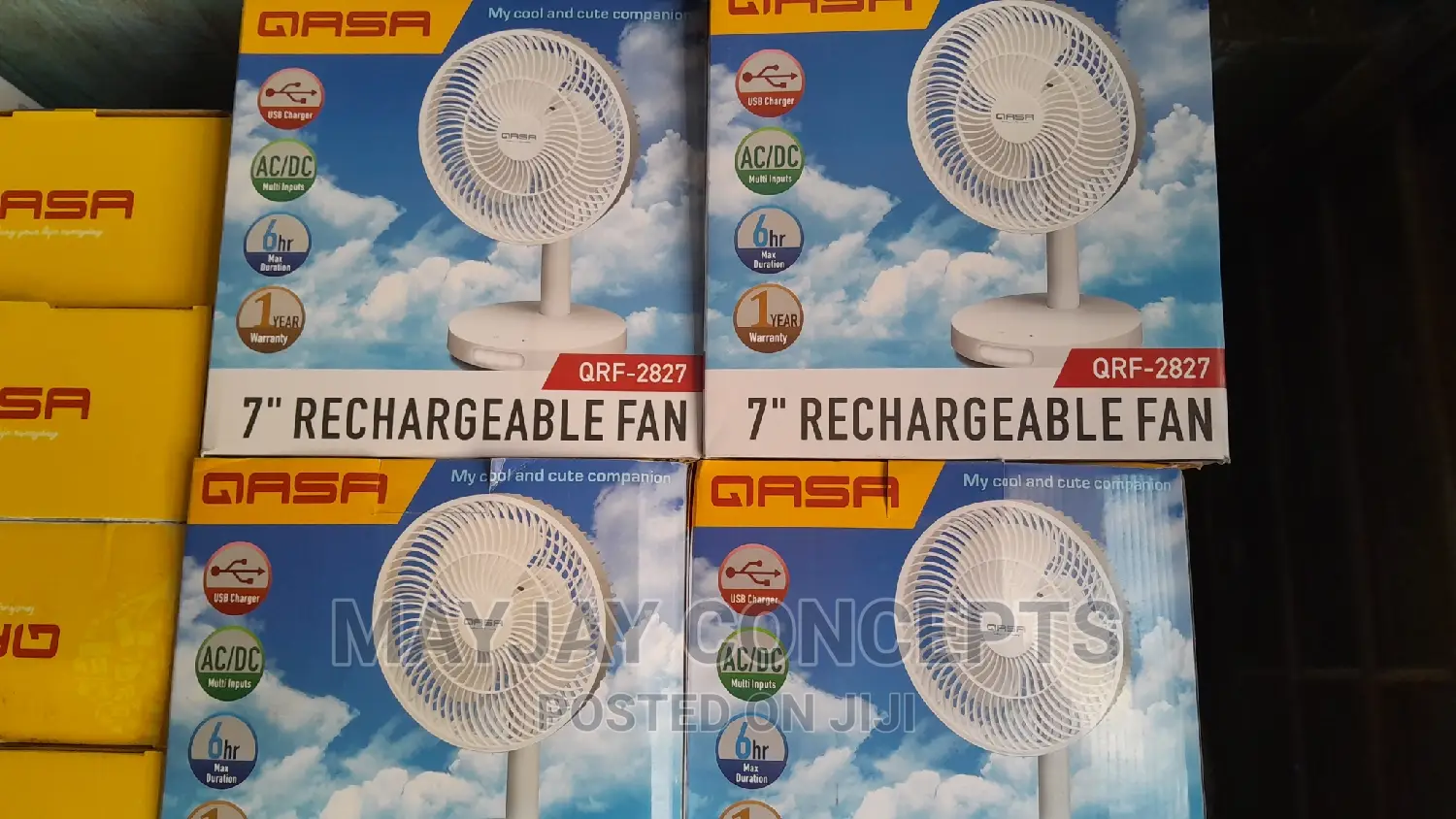7" QASA Table Rechargeable Fan-Type-C and Lithium Type in Ibadan - Home ...