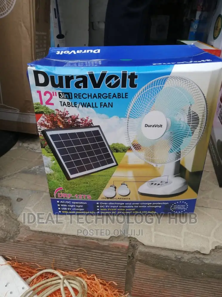 Dura Volt 3 in 1 12inch Rechargeable Table and Wall Fan in Ikeja - Home ...