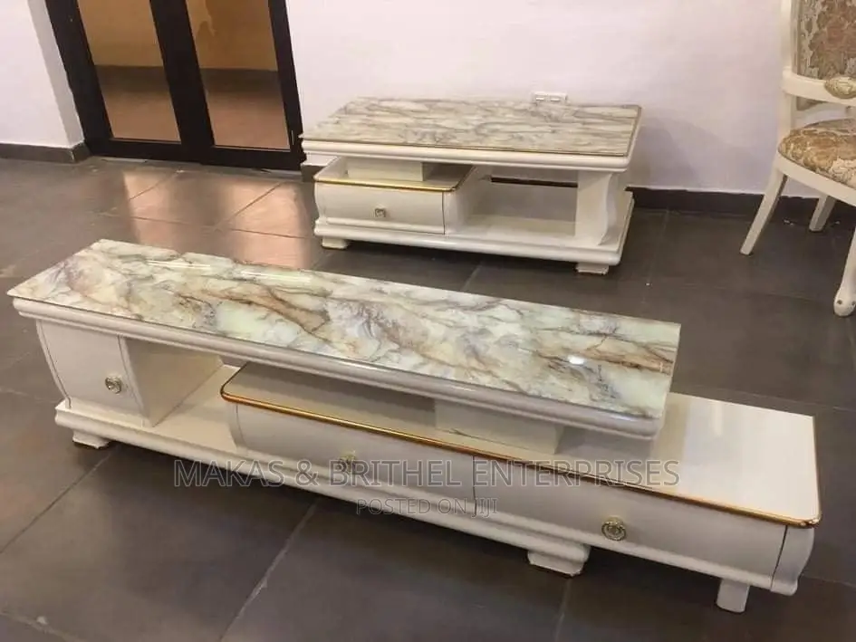 Marble Top Tv Console With Center Table in Ajah - Furniture, Makas ...