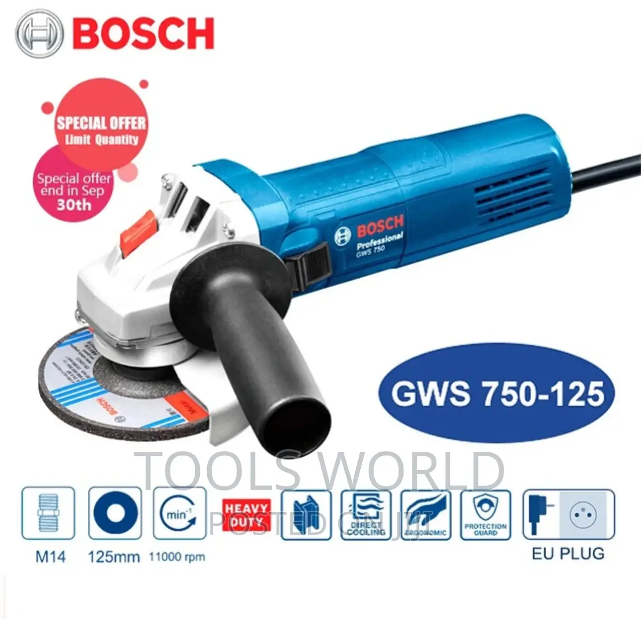 BOSCH Professional GWS 750-125 125mm Heavy Duty Angle Grinde in Lagos ...