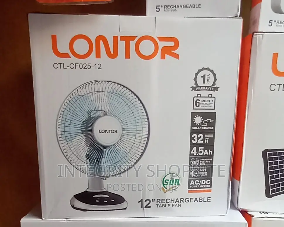 Lontor Rechargeable Table Fan 12inches in Lagos Island (Eko) - Home ...