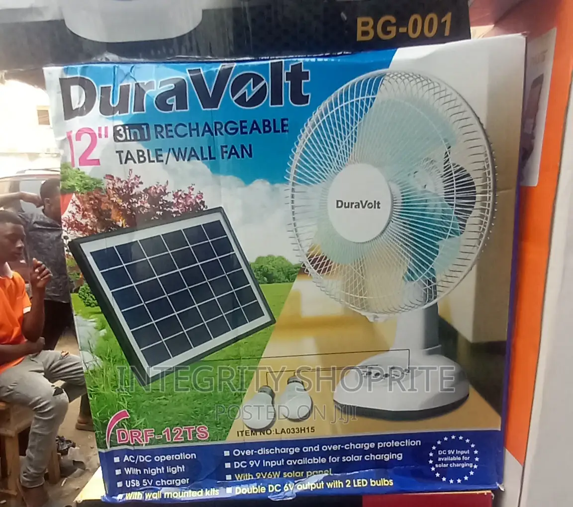 Duravolt Rechargeable Table Fan With Solar Panel in Lagos Island (Eko ...