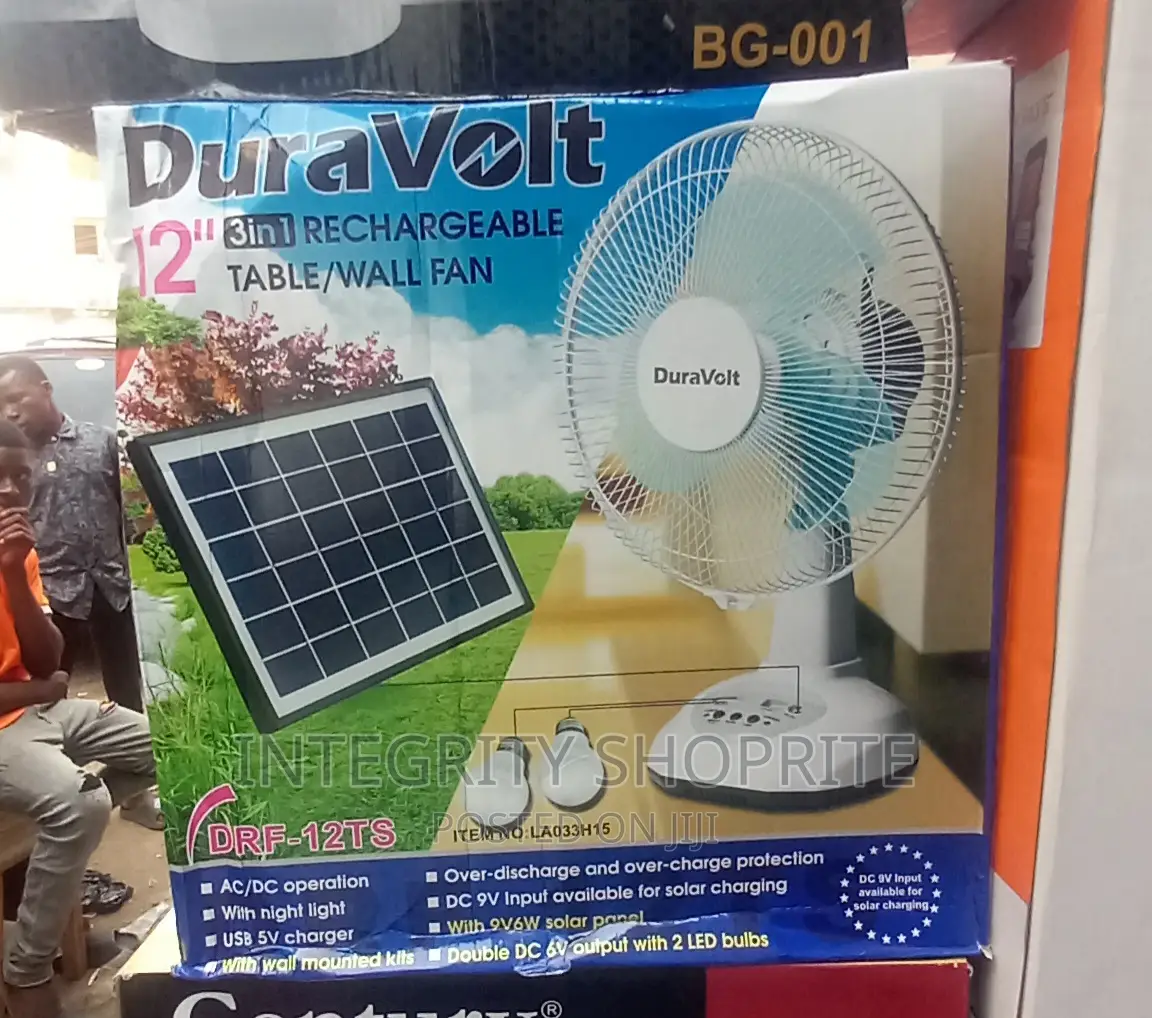 Duravolt Rechargeable Table Fan With Solar Panel in Lagos Island (Eko ...