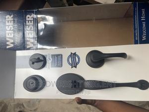 Weiser Black Entry Handle Set With Interior Knob in Lagos Island (Eko ...