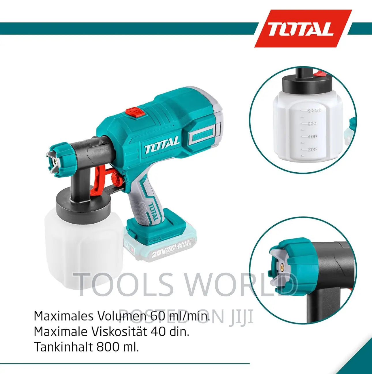 Total Tools - Battery Cordless Paint Spray Gun P20S 20 V in Lagos ...