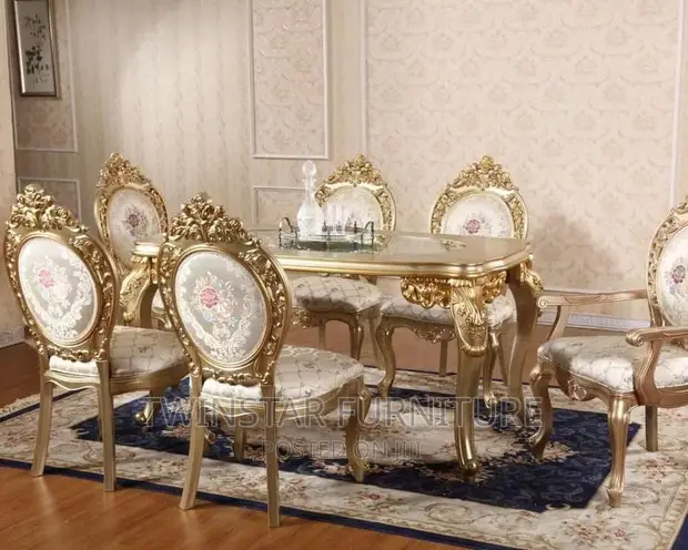 Royal Dining Table Design Black Gold Dining Set | Modern Turkish