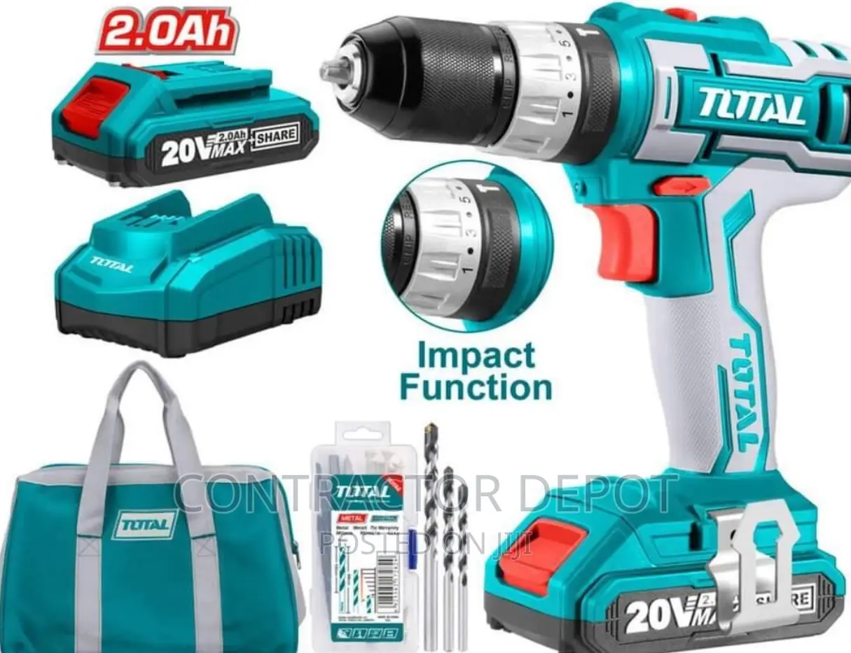 Total 20V Cordless Impact Drill 2 X Battery + Charger +Case in Lagos ...