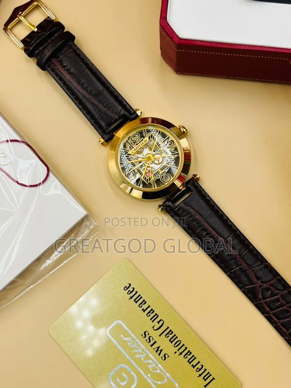 Cartier Leather Wristwatch Round Face With Box in Lagos Island (Eko ...
