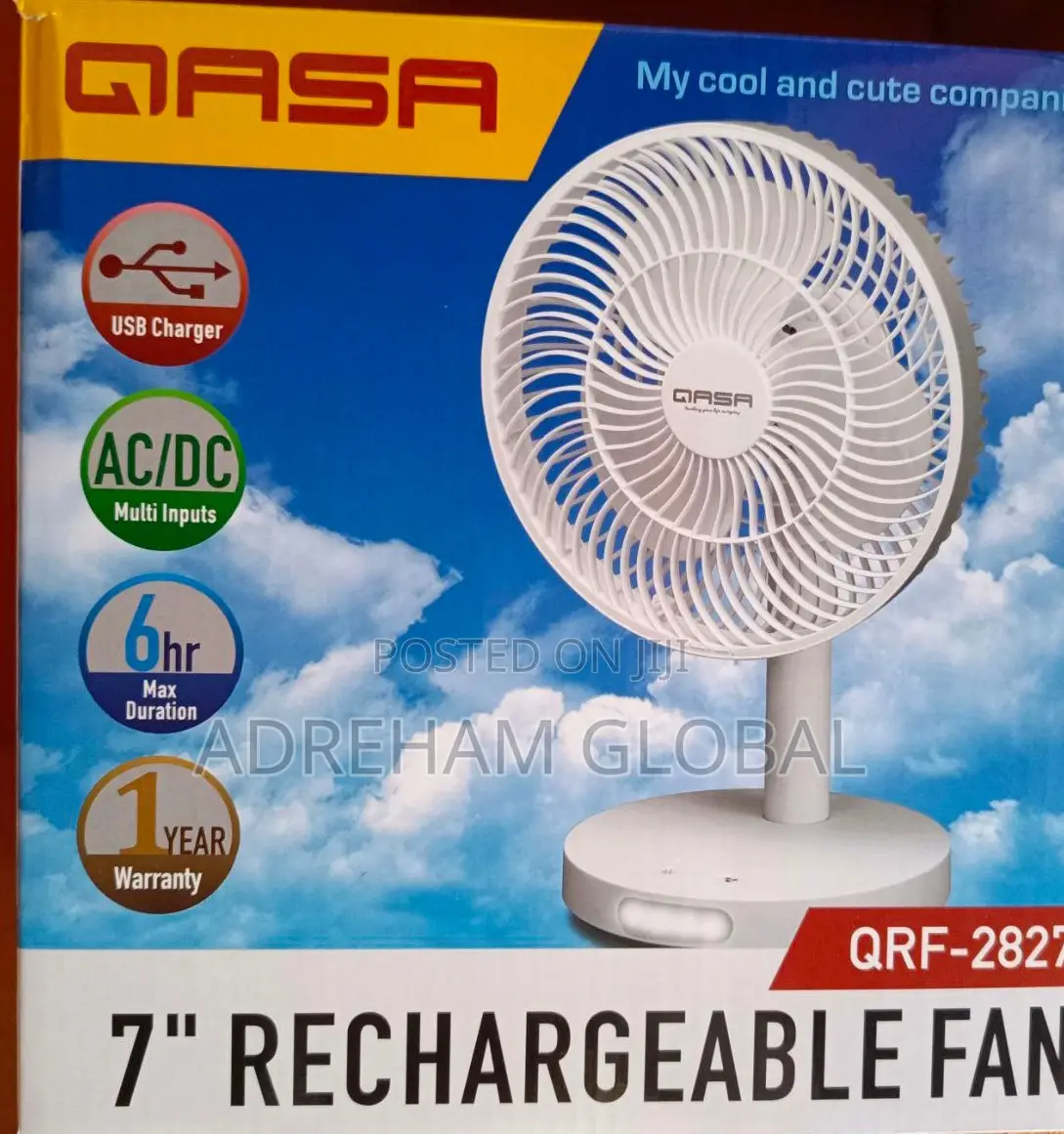 Qasa 7" Rechargeable Table Fan With Ac Dc in Agboyi/Ketu - Vehicle ...