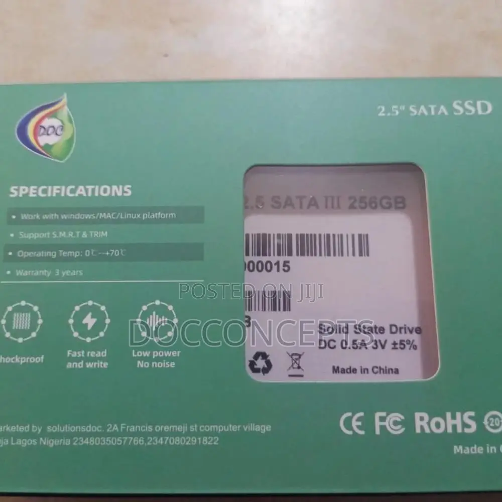 Doc Sata Ssd 256gb in Ikeja - Computer Hardware, Docconcepts Solution | Jiji.ng