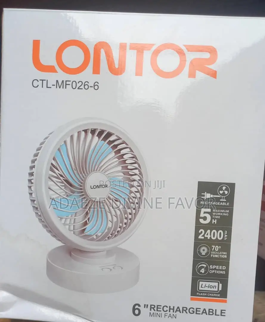 Lontor 6" Inches Rechargeable Mini Desk Fan 2400mah in Lagos Island ...