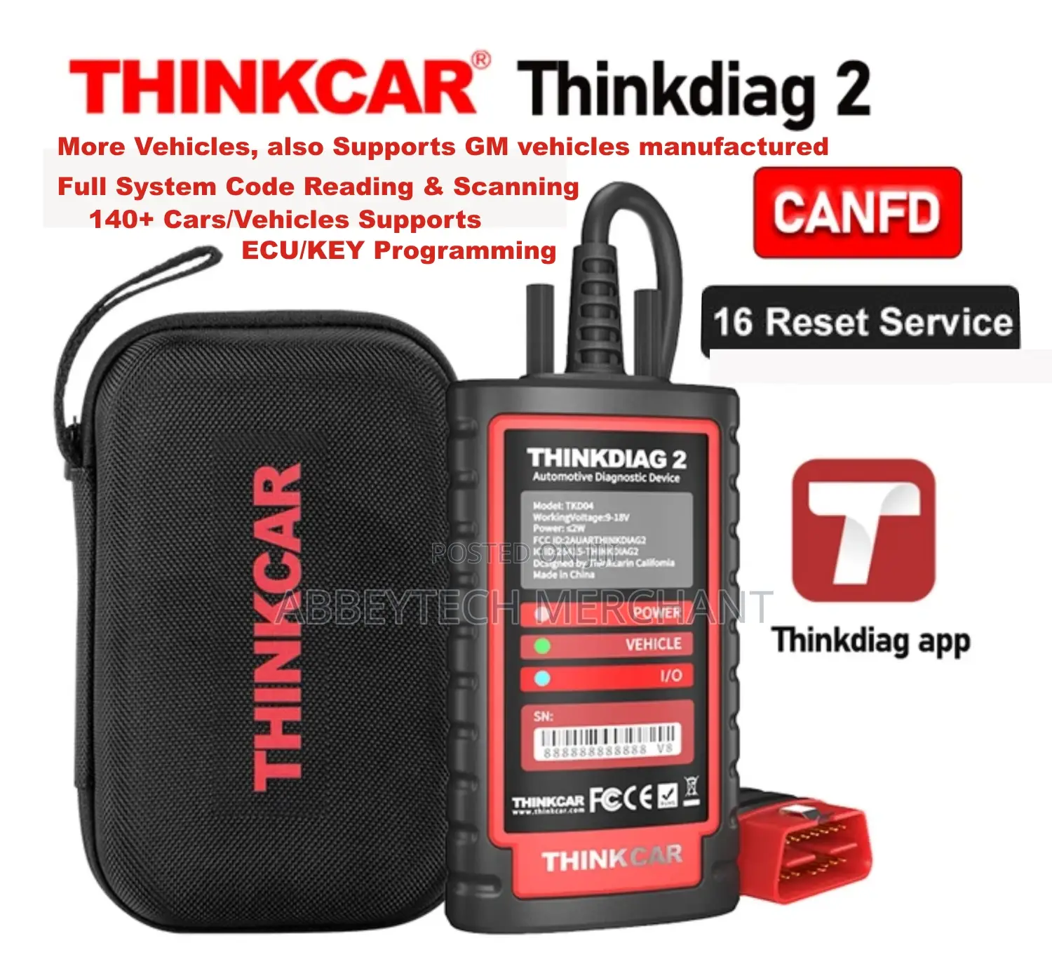 Thinkdiag2 Obdii Cars Scanner Ecu Prog for Diagzone Thinkcar Softwar ...