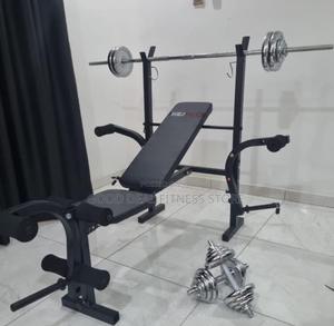 Standard Weight Lifting Bench With 50kg Barbells and Dumbell for sale ...