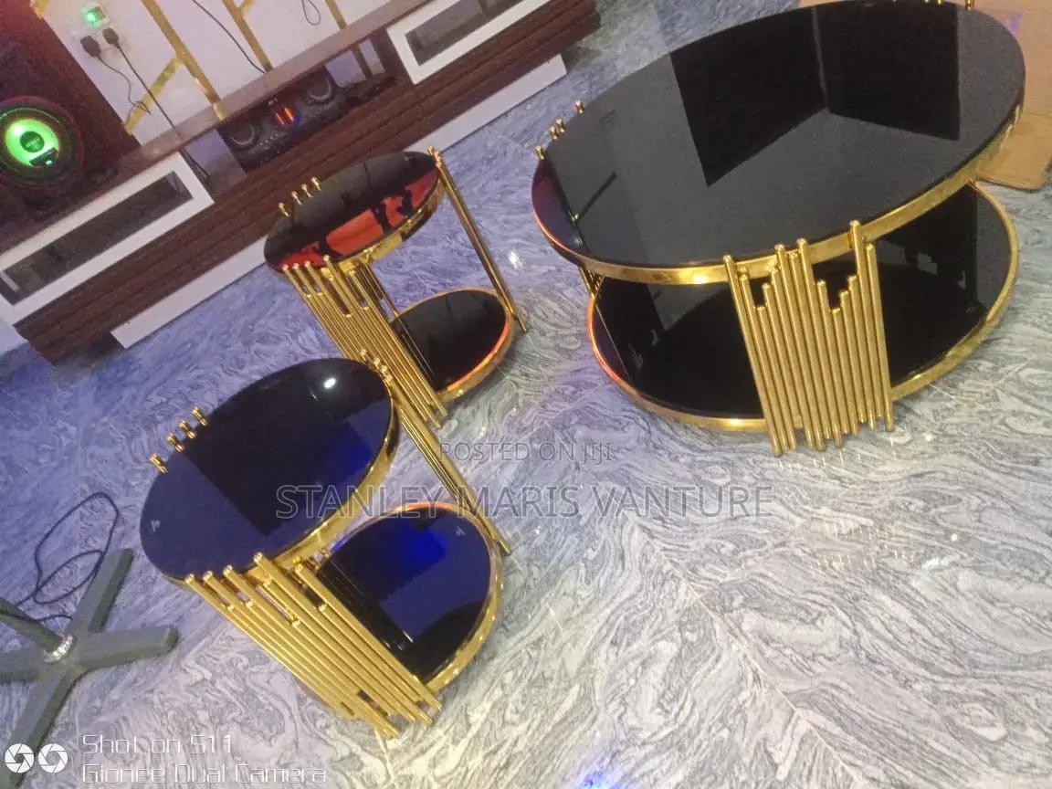 Luxurious Gold Center Table and 2 Side Stools in Lagos Island (Eko ...