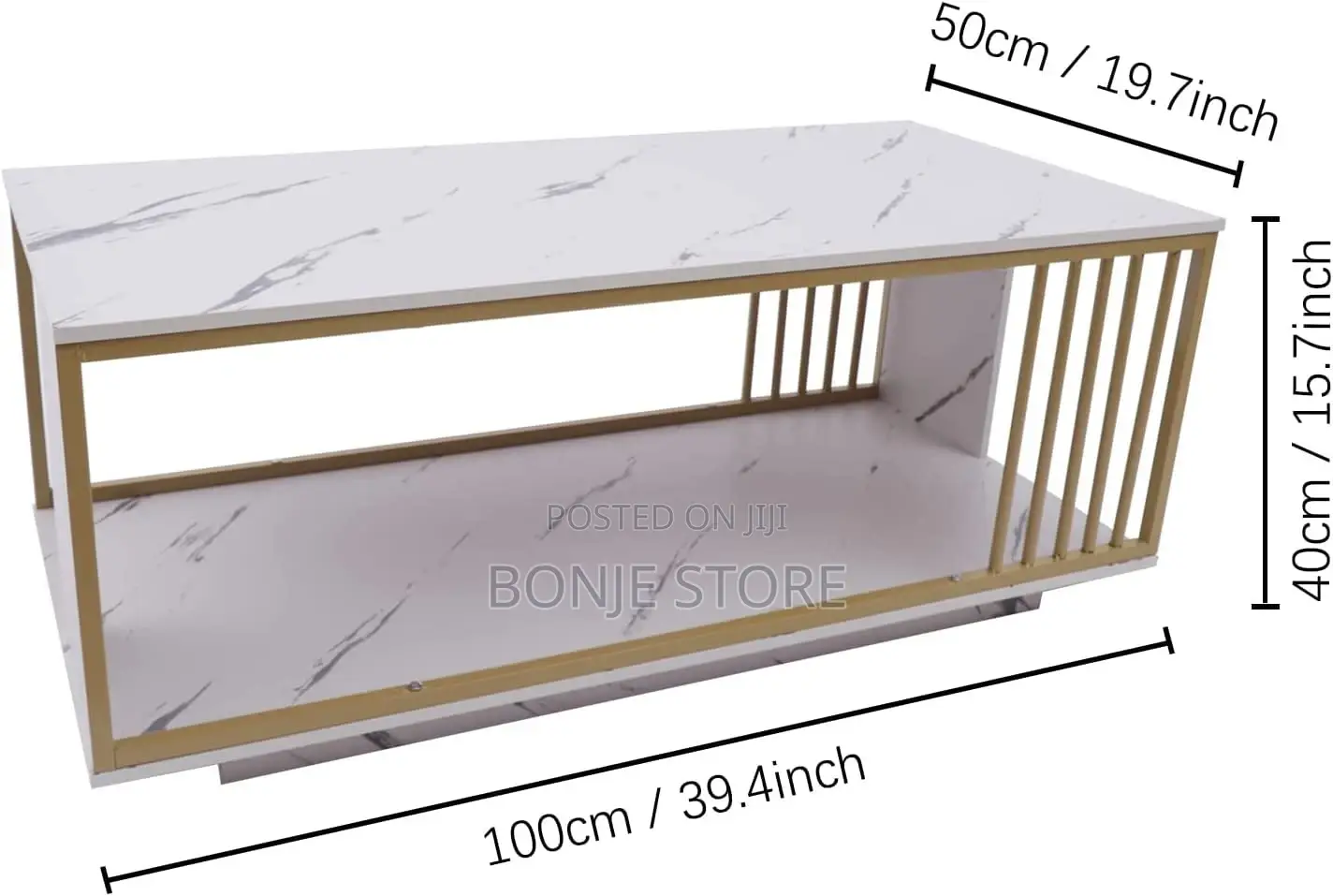 Faux Marble Coffee Table With Gold Metal Frame Colour: White, Black in ...