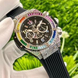 Hublot Full Ice Chronograph Silver Rubber Strap Watch for sale - okrash ...