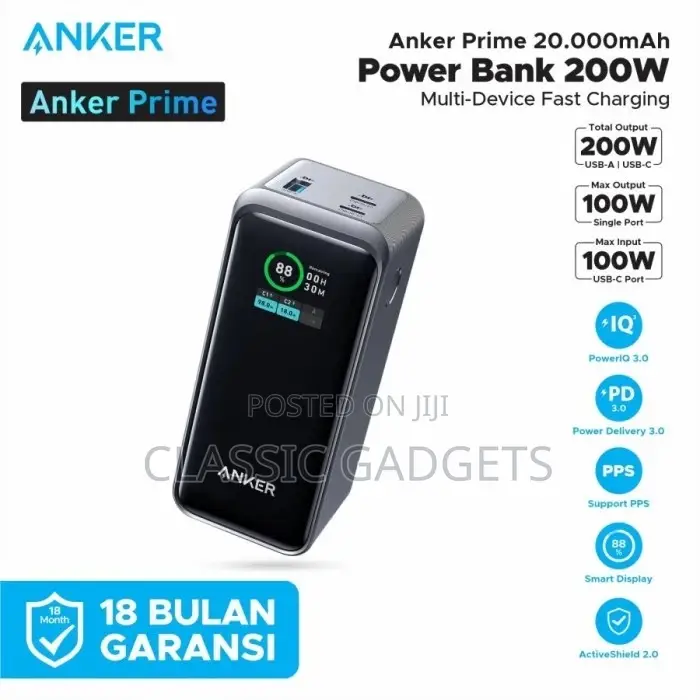 Anker Prime 20000mah 200W Max / 100W Super Fast Power Bank in Ikeja ...