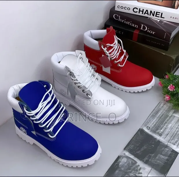 Red white and blue timberlands store