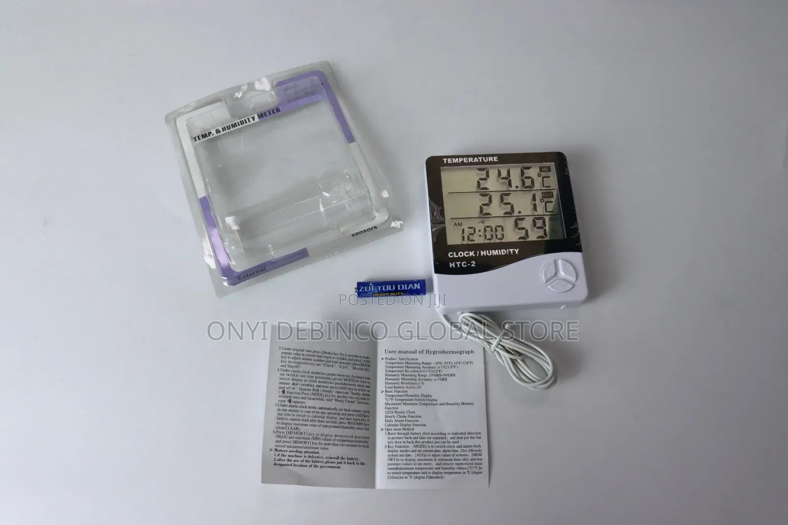 Digital Temperature Humidity Alarm Clock Dual Sensor HTC-2 in Ikeja ...