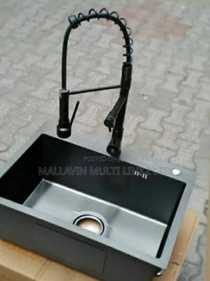 Black Kitchen Sinks With Spring Pulldown Sink Mixer in Orile - Plumbing ...