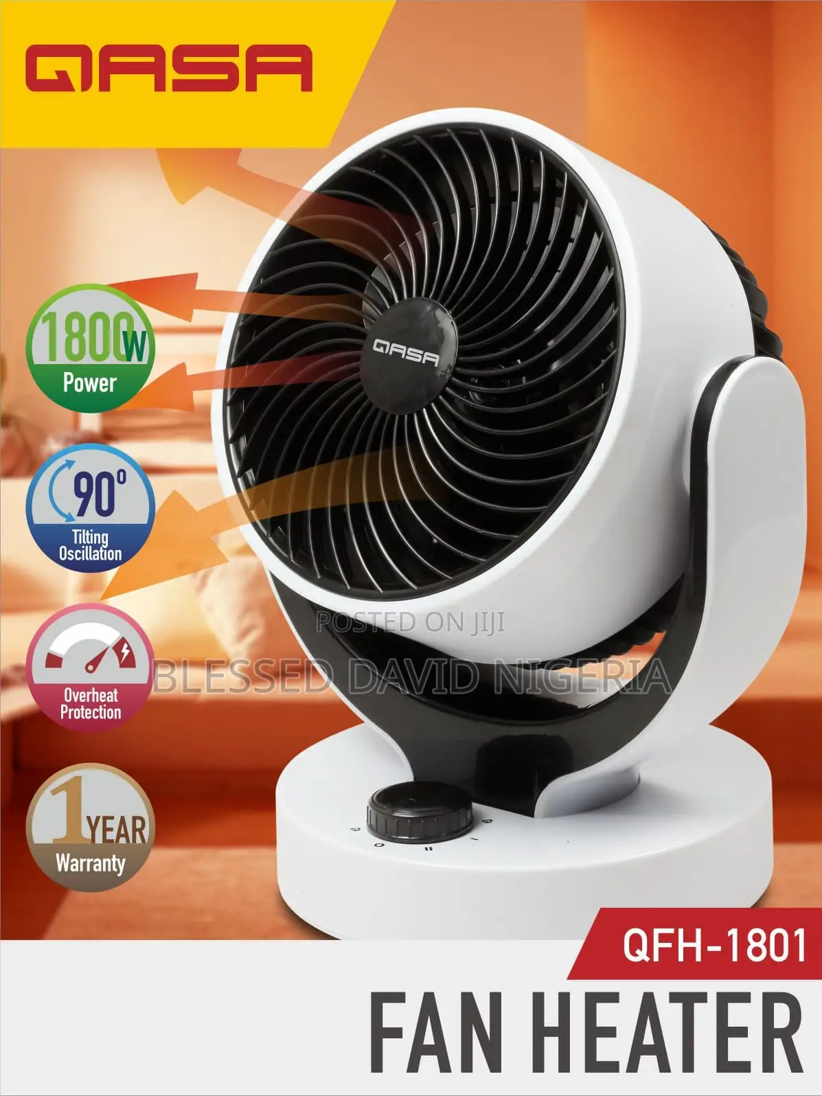 Qasa 1800W Fan Heater - QFH1801 for sale - Blessed David Nigeria ...