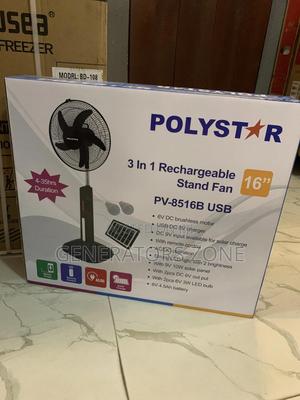 Versatile Use Polystar 16" Stand Fan Rechargeable {Pv-8516b} in ...