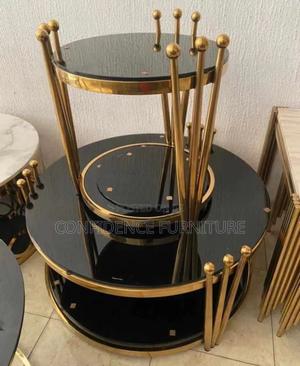 Thick Glass Top Modern Center Table and One Side Stool in Magodo ...