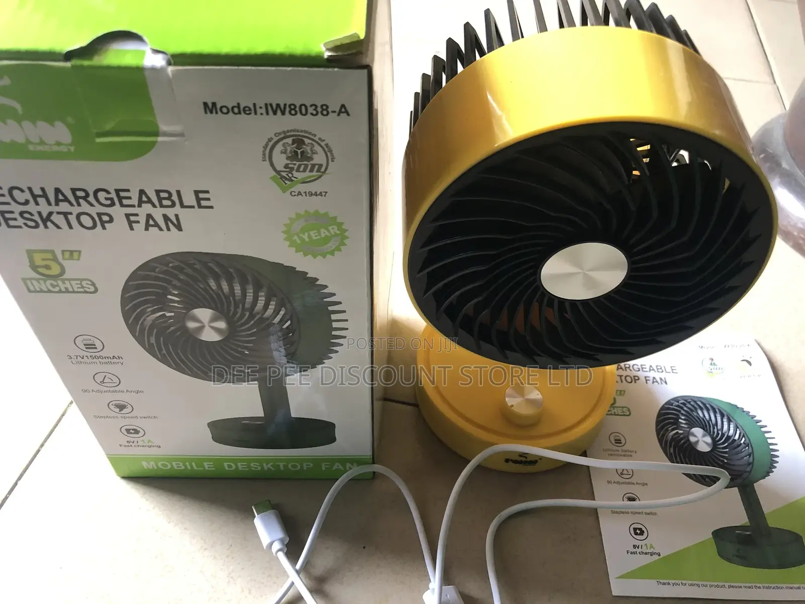 Iwin Mobile Desktop Rechargeable Fan, Iw8038-A for sale - Dee Pee ...