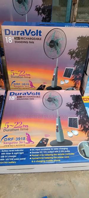Duravolt 18" (3in1) Rechargeable Fan With Solar Panel, Bulbs in ...