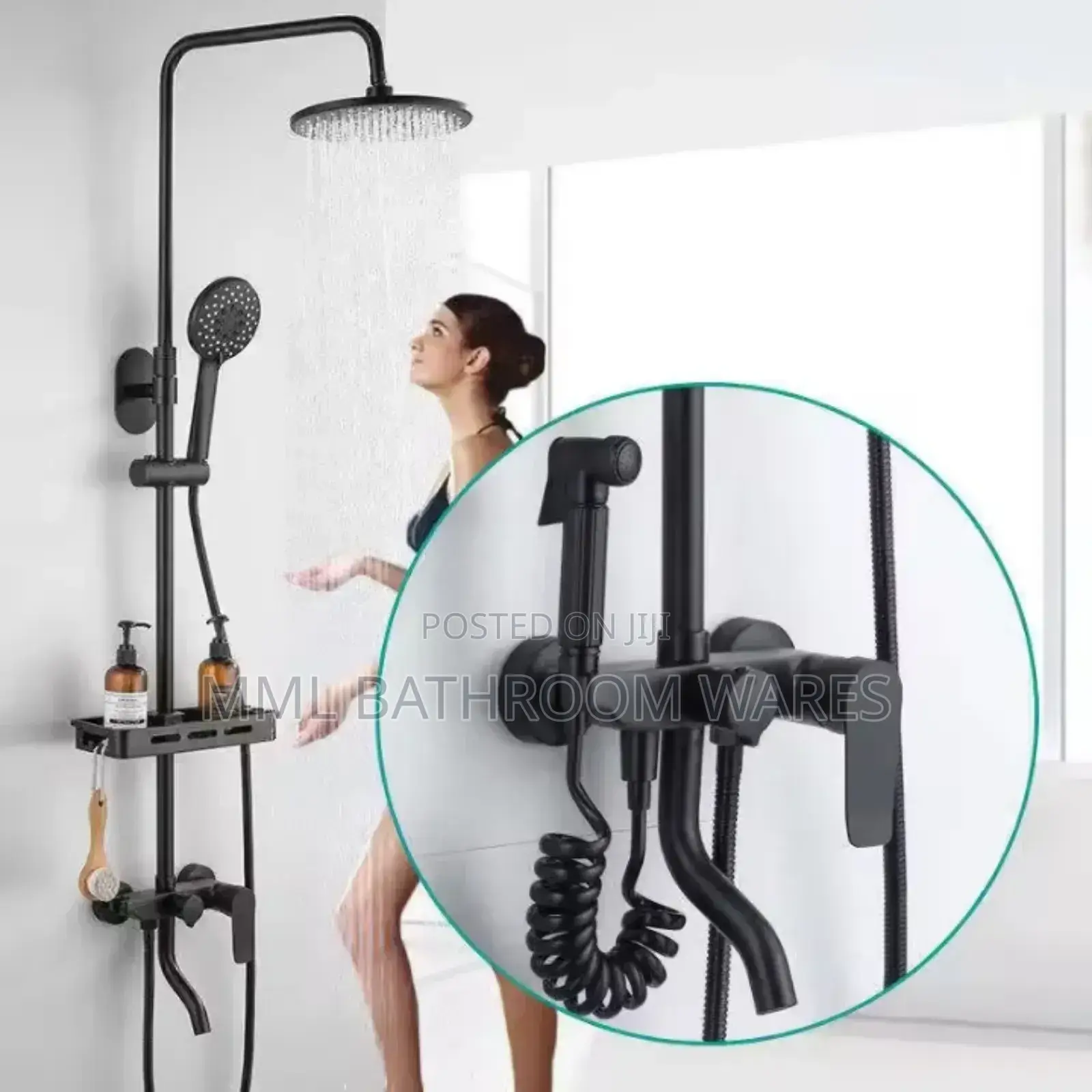 Matte Black Shower Mixer With Bidet Spray and Soap Rack in Orile ...