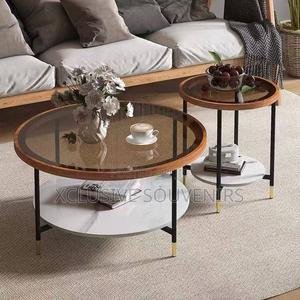 2in1 Luxurious Round Tempered Glass Double Layer Cofee Table in Lagos ...