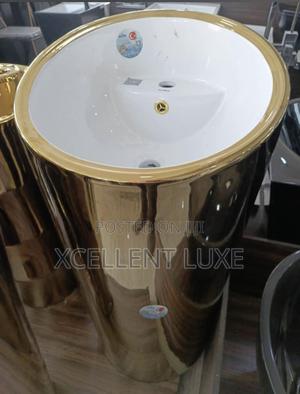 White and Gold Standing Wash Hand Basin in Orile - Plumbing & Water ...