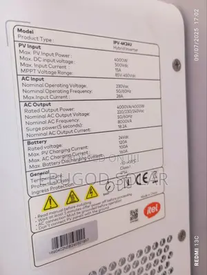 Itel Energy Inverter Hybrid 4kva 24v Ip54 / 1 Phase in Ibadan - Solar ...