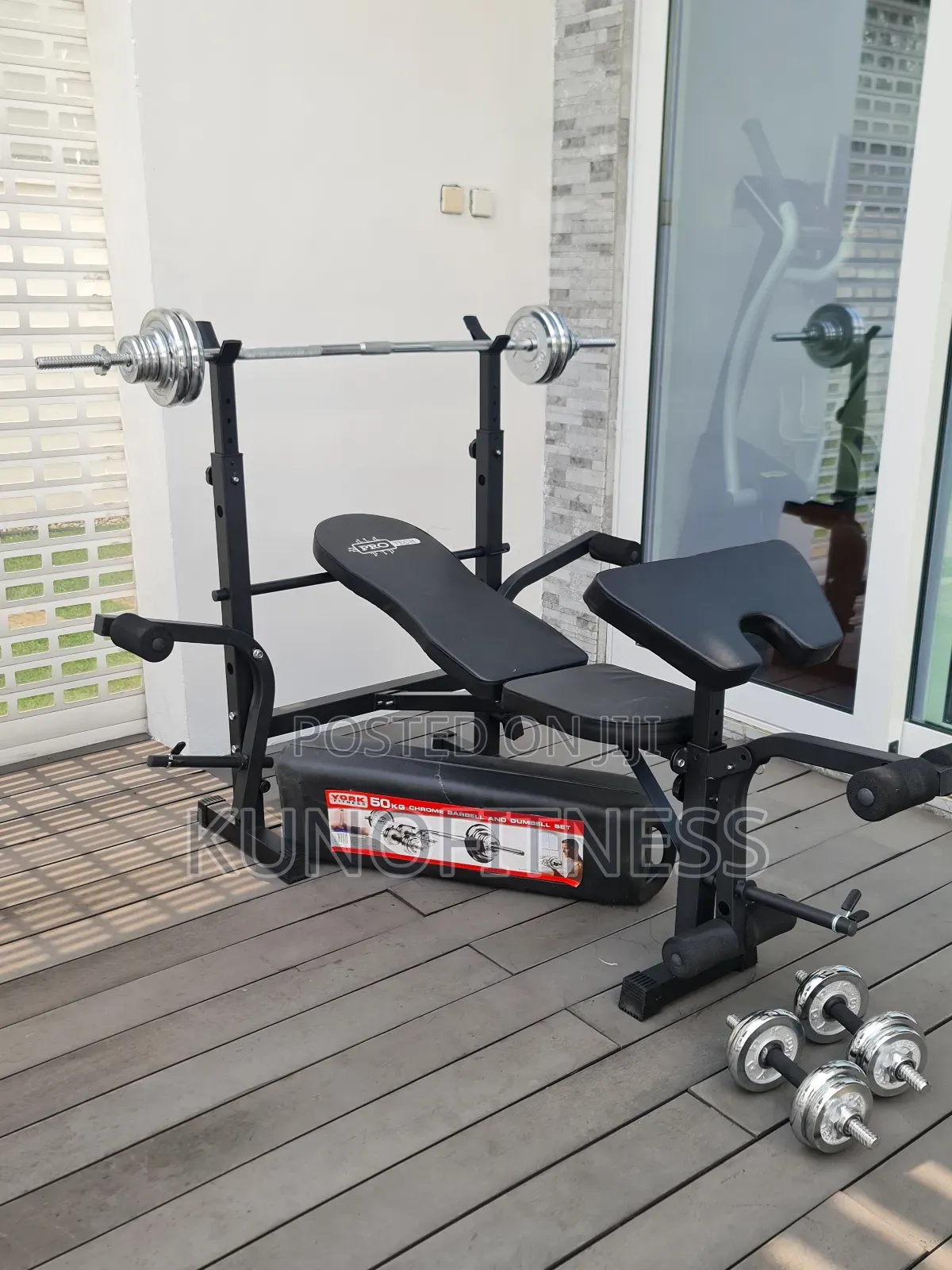 Adjustable Weight Bench + 50kg Weight Set | Full Home Gym Package in ...