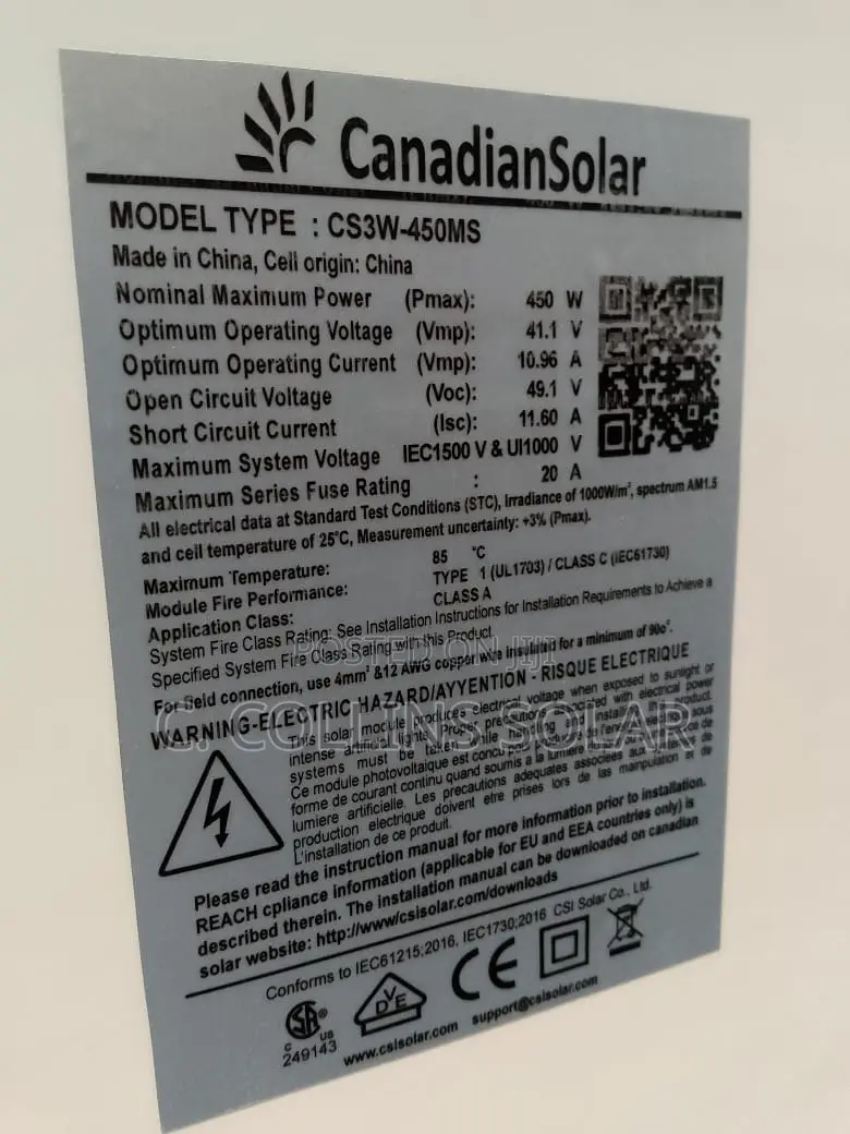 450w Canadian Solar Panel in Ojo - Solar Energy, C Collins Solar | Jiji.ng