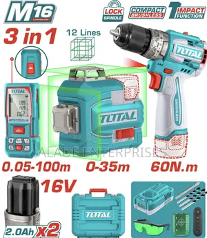 Total 3pcs Combo Kit Set 16line Laser,100m Tape,Impact Drill in Lagos ...