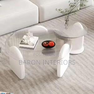 Center Table White Colour With Glass Top Is Available as Seen in Ikeja ...