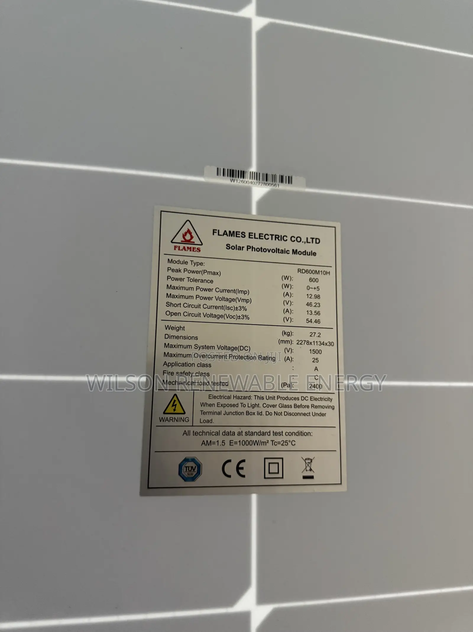 Flames 600w Black Frame Solar Panel in Ojo - Solar Energy, Wilson ...