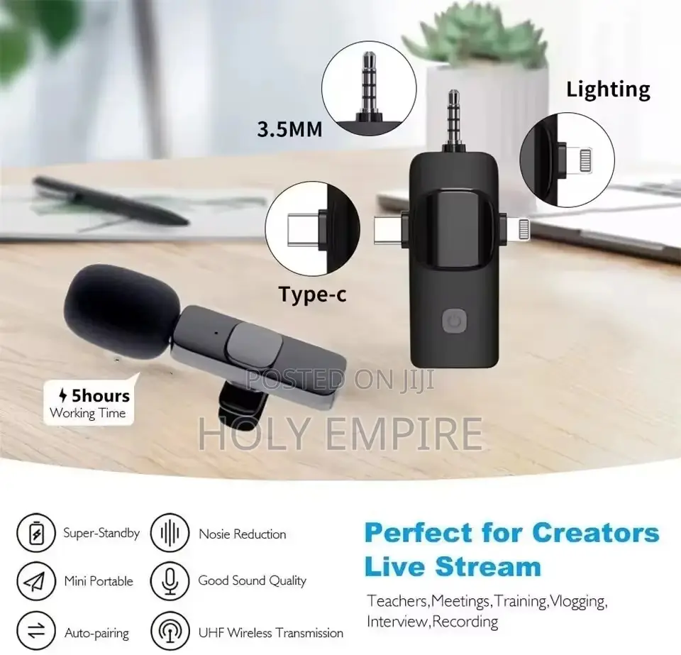 2.4g Wireless Lavalier Microphone 3 In 1 Wireless Lapel Mic For iPhone ...